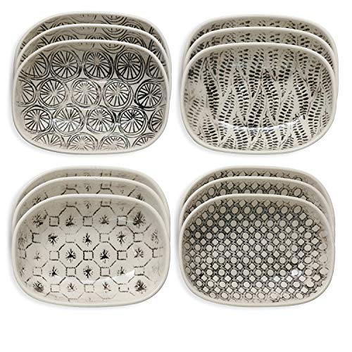 Creative Co-Op Set of 12, 5.5" L Stoneware Dish Serveware, Multi