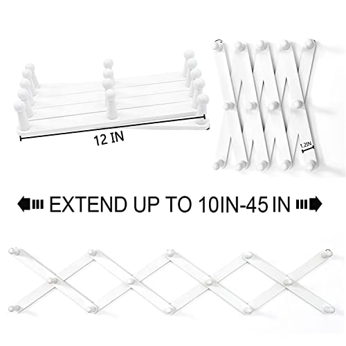 BSFHH Wooden Wall Hanger Expandable Coat Rack Accordion Design 14 Peg Hooks for Hanging Storage Clothes, Hats,Caps,Scarves,Purses,Mug,Towels,Umbrella,Accessories,Mugs,X Shape