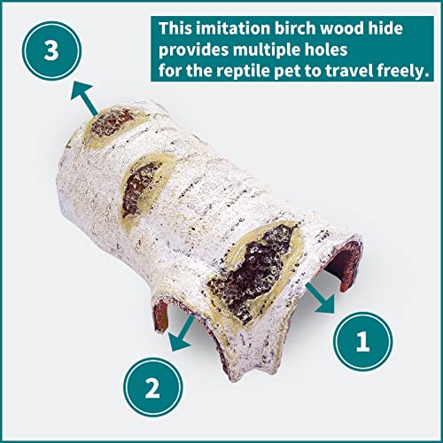 Aufeeky Reptile Hides and Caves, Reptile Hide Birch Tree Bark Trunk, Gecko Hides and Caves for Snake Leopard Gecko Ball Python Bearded Dragon Tortoise Turtle