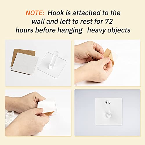 Jetec 6 Pieces Hat Hook for Wall Acrylic Hooks Clear Hat Hooks Coat Hooks Hat Rack Robe Hook Adhesive Hooks for Bathroom Kitchen Towels Wall Hat Clothes and More (Clear)