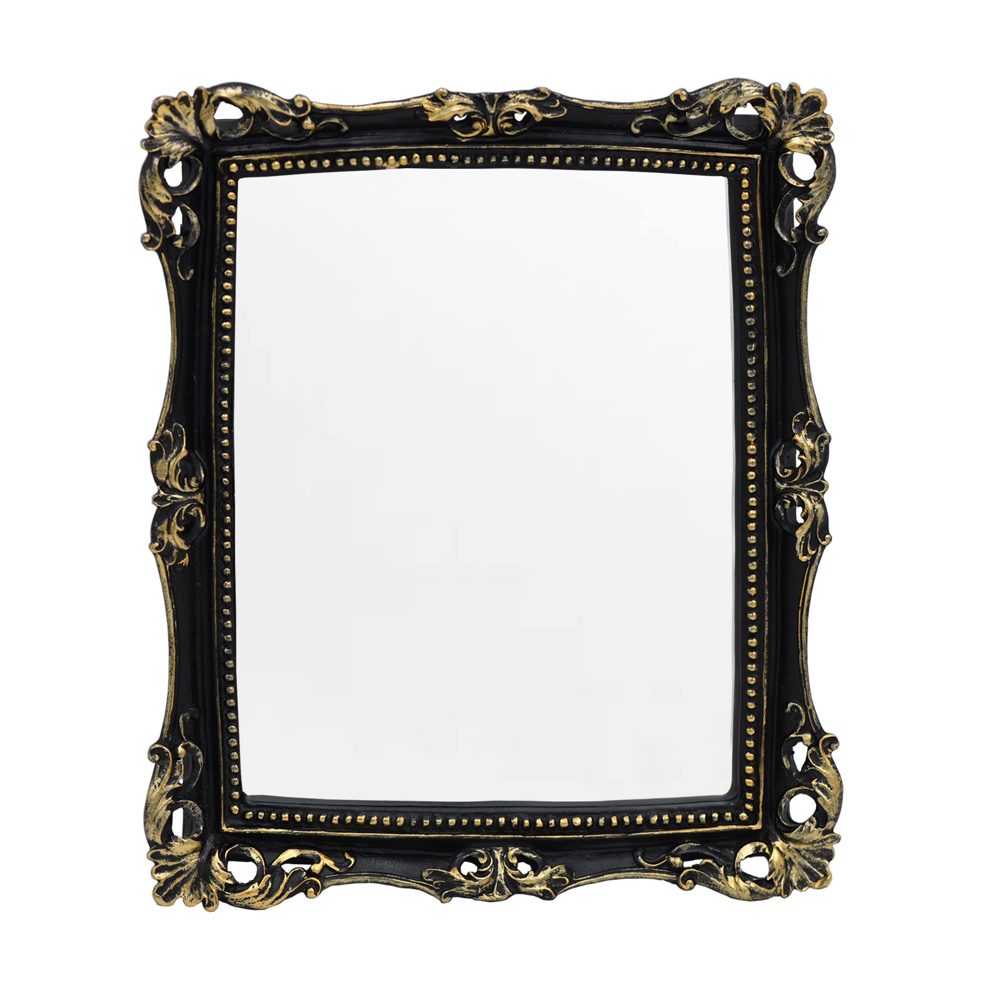 Funerom Vintage 11 x 9.5 inch Decorative Mirror, Wall Mounted & Tabletop Makeup Mirror ,Square (Black)