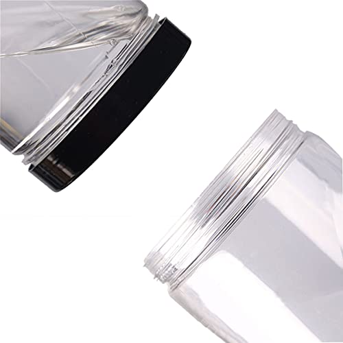 VeleGO 43oz (1280 ml) Clear Plastic Jars with Smooth Black Lids and Labels (6 Pack), Wide Mouth, BPA Free, PET Jars Bulk for Home & Kitchen Pantry Organization and Storage (Black)