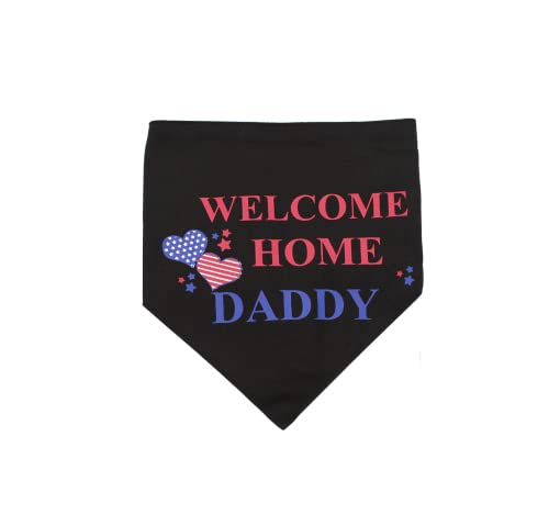 EechicSpace Welcome Home Daddy Decorations Dog Bandana Black Scarf Military Army Soldier Marine Navy Air Force Gift for Small Pets