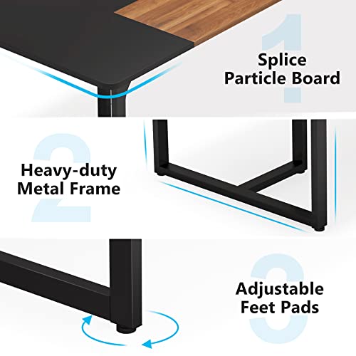 Rectangle Conference Table with Spliced Board, 6FT Long Meeting Seminar Table up for 8 People, Industrial Business Large Office Conference Room Table Boardroom Desk for Home Office, Dining Room