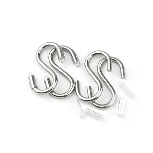 Hamineler 28 Pack 1.9 Inch Long 4mm Thickness 304 Stainless Steel S Shaped Hooks S Metal Hooks for Kitchen Spoon Pot,Work Shop, Bathroom, Garden Multiple