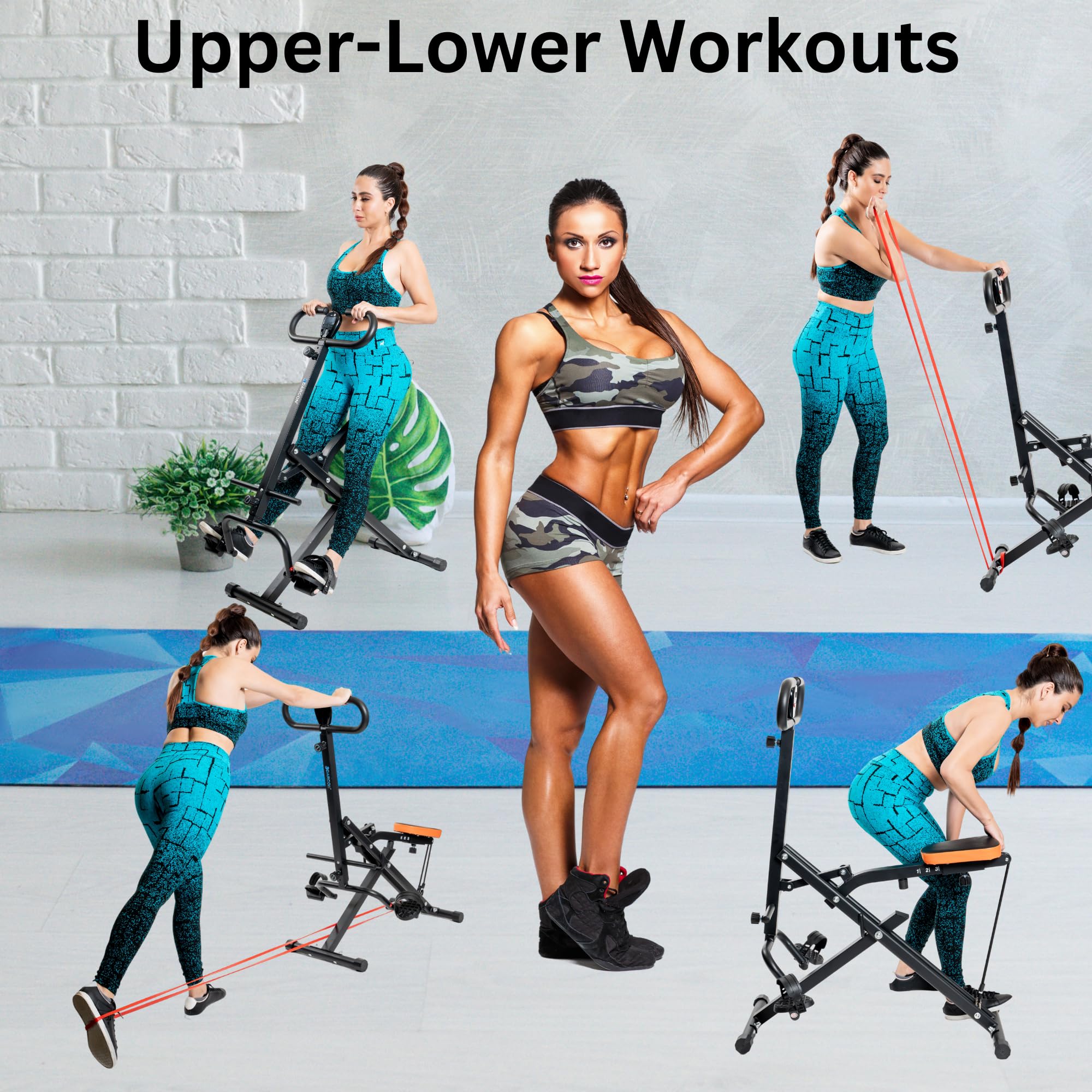 DARCON Squat Machine Exercise Equipment - Squat Ab Rowing Machine for Abs - Home Workout Equipment for Women-Men, Power Rider Row Squat for Glutes, Legs and Full Body Workouts (Black)
