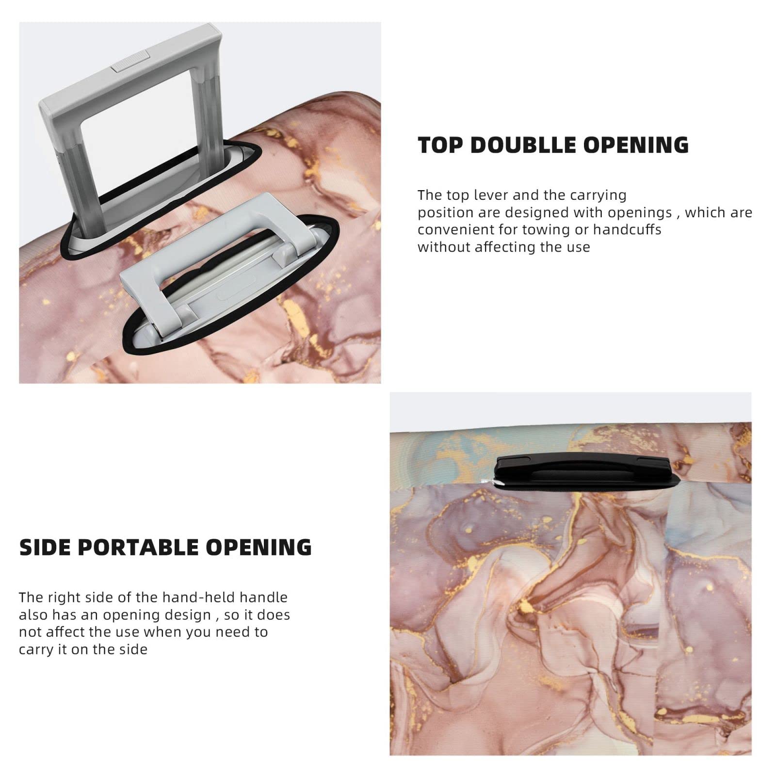 Pink Gold Marble Luggage Cover Elastic Washable Stretch Suitcase Protector Anti-Scratch Travel Suitcase Cover for Kid and Adult XL (29-32 inch suitcase)