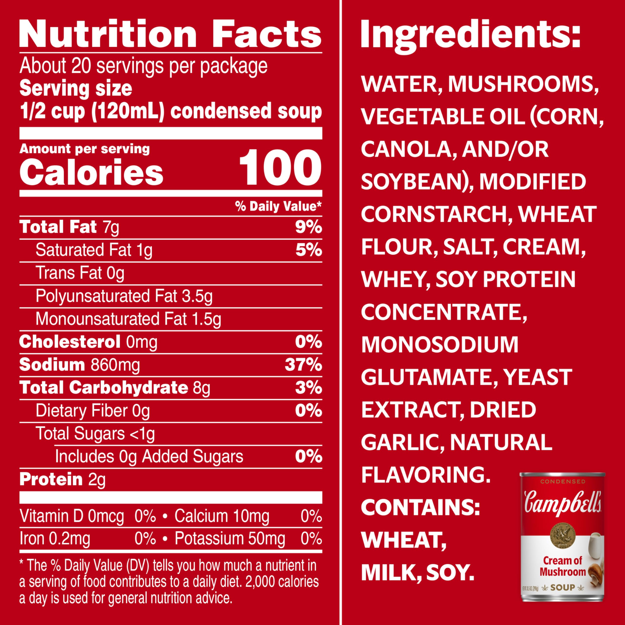 Campbell's Condensed Cream of Mushroom Soup, 10.5 Ounce Cans (Pack of 8)