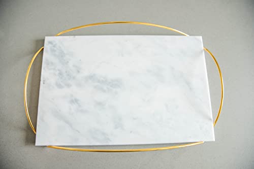 White Marble Tray - Ottoman Tray - Serving Tray with Handles - Decorative Tray - Breakfast Bed Tray - Coffee Table Tray