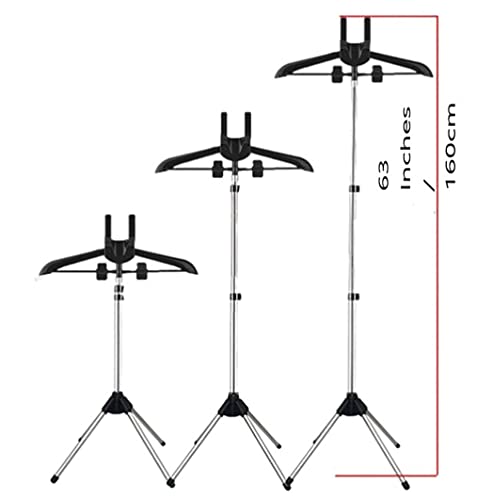 Luumerser Foldable Garment & Clothes Drying Rack,Adjustable Height,Handheld Hanging Ironing Machine Hanger Steam Ironing Machine Accessories Bracket (Black)