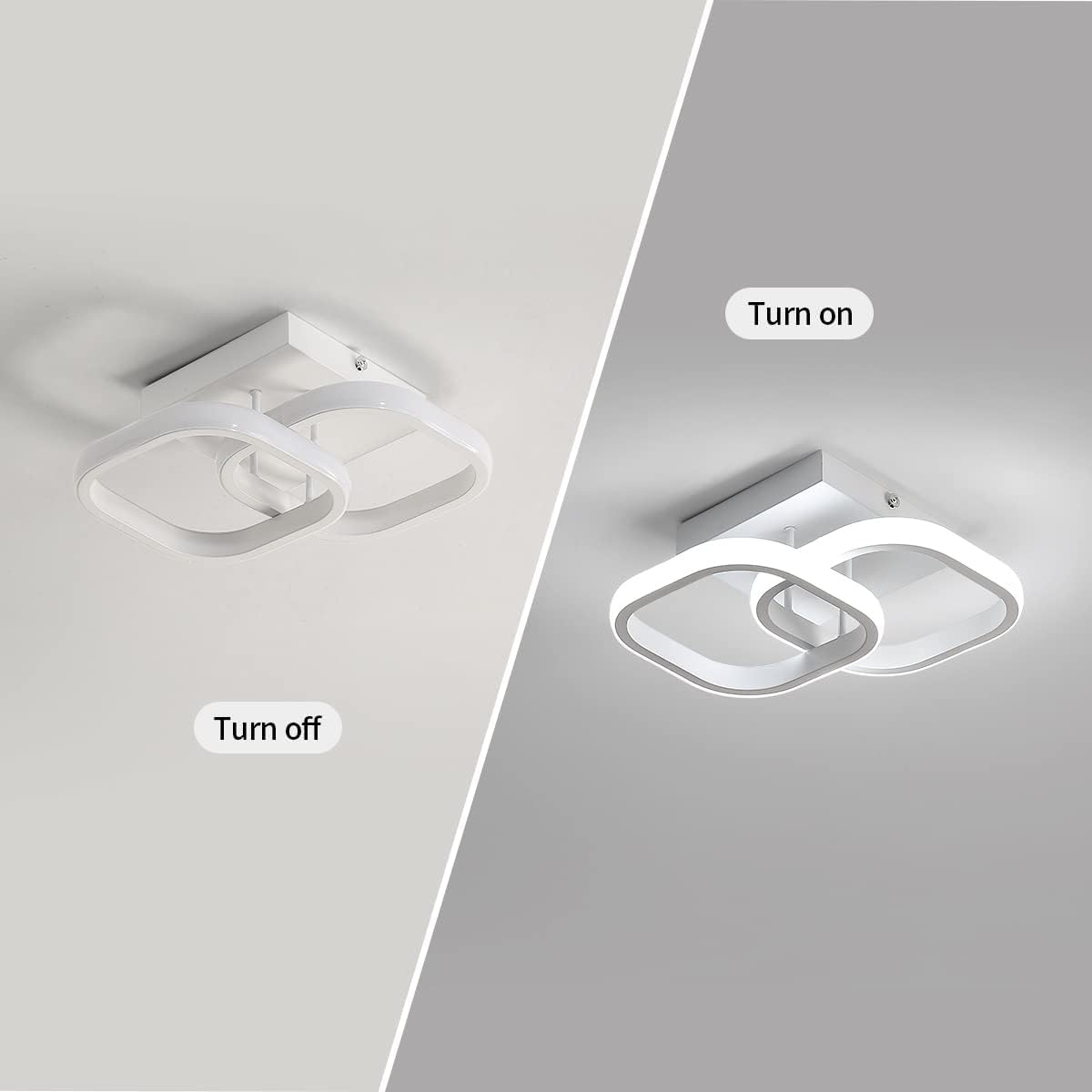 DELIPOP Small Ceiling Light, Square Modern LED Ceiling Light Fixture, 6500K Cool White Light Acrylic Hallway Light Fixture Ceiling Lamp for Hallway Kitchen Study Bedroom Living Room (White)