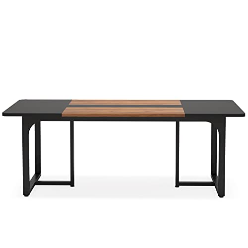 Rectangle Conference Table with Spliced Board, 6FT Long Meeting Seminar Table up for 8 People, Industrial Business Large Office Conference Room Table Boardroom Desk for Home Office, Dining Room