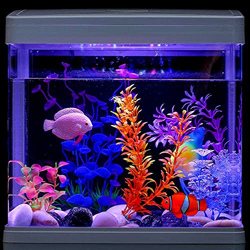 Aquazone 7 PCS Aquarium Decor Variety Pack, Bi-Leaf Betta Hammock Soft for Hiding Bubbling Snuggling Spawning Resting Spot, Aquarium Lifelike Plants, Great Valued Premium Aquarium Decoration Set