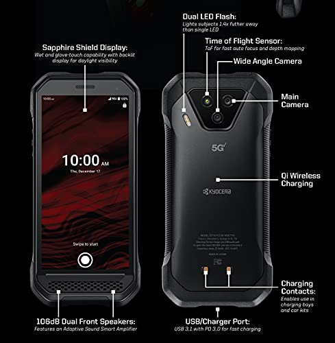 Kyocera DuraForce Ultra 5G UW E7110 | Ultra Rugged 5G Smartphone for Use on The Verizon Wideband Network