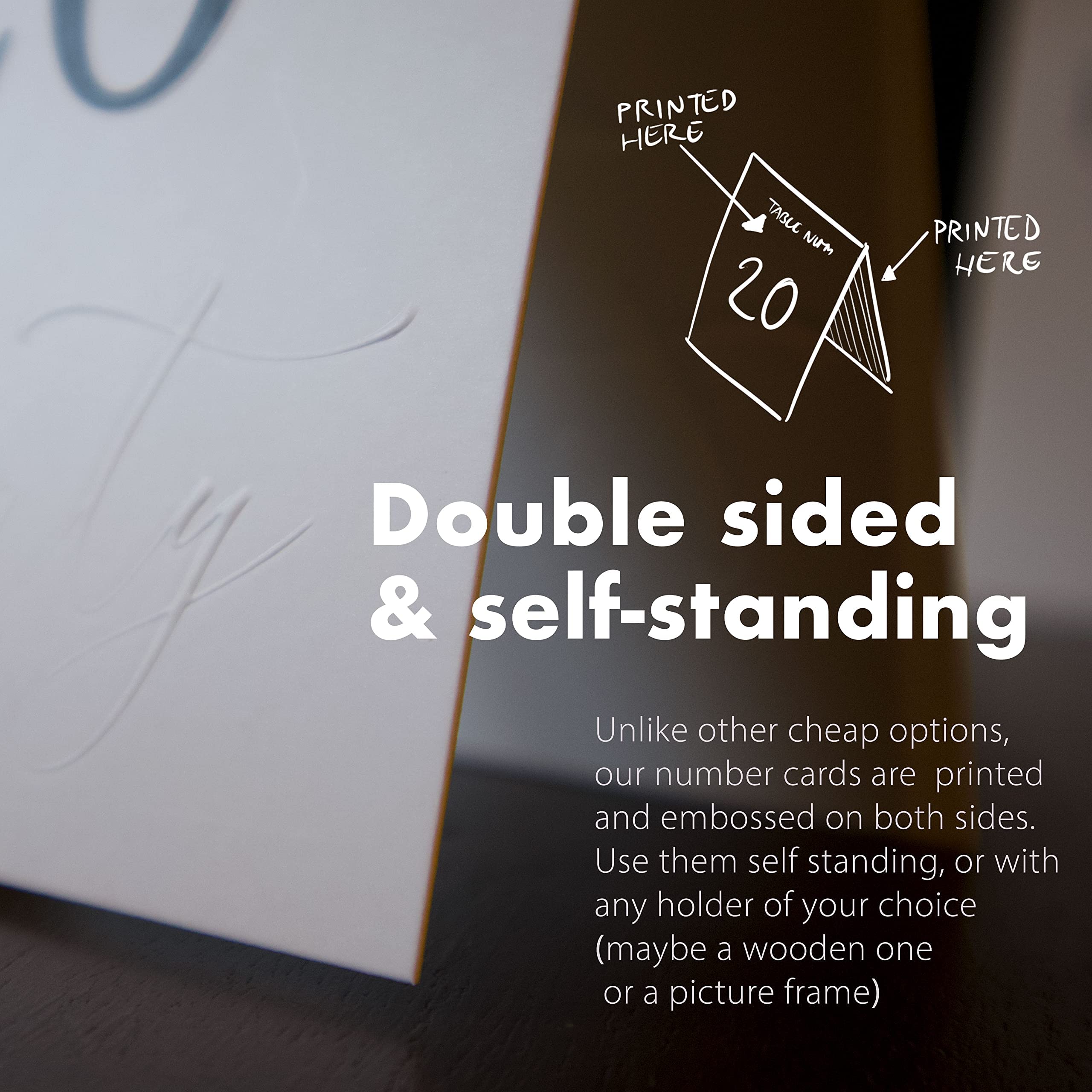 Siko Table Numbers 1-30 - Double Sided Wedding Table Numbers with Head Table Card & Embossed Details - 4x6 inches, Self-Standing Table Cards for Wedding Reception | Perfect for Special Occasion Events