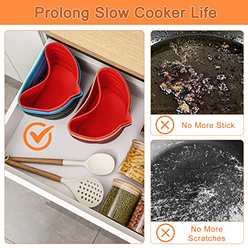 KSUYICA Crock Pot Divider Insert Silicone, Slow Cooker Dividers Silicone Liners Fit 6-8 Qt Crockpots, Reusable BPA Free Leakproof crock pot liner Accessories Cooking Liner for Most Slow Cooker
