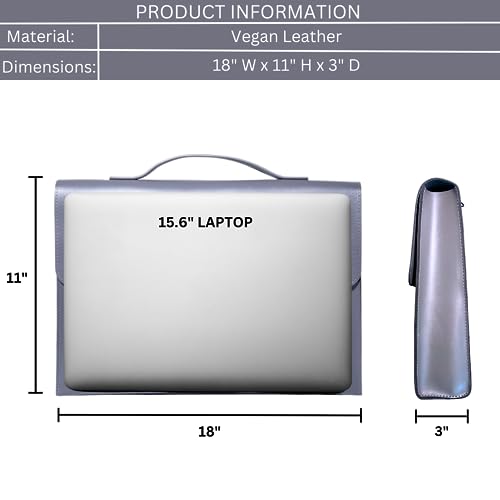 VALITY Vegan Leather Briefcase Laptop Messenger Travel Office Computer Bag 15.6 Inch for Men and Woman (Space Grey)