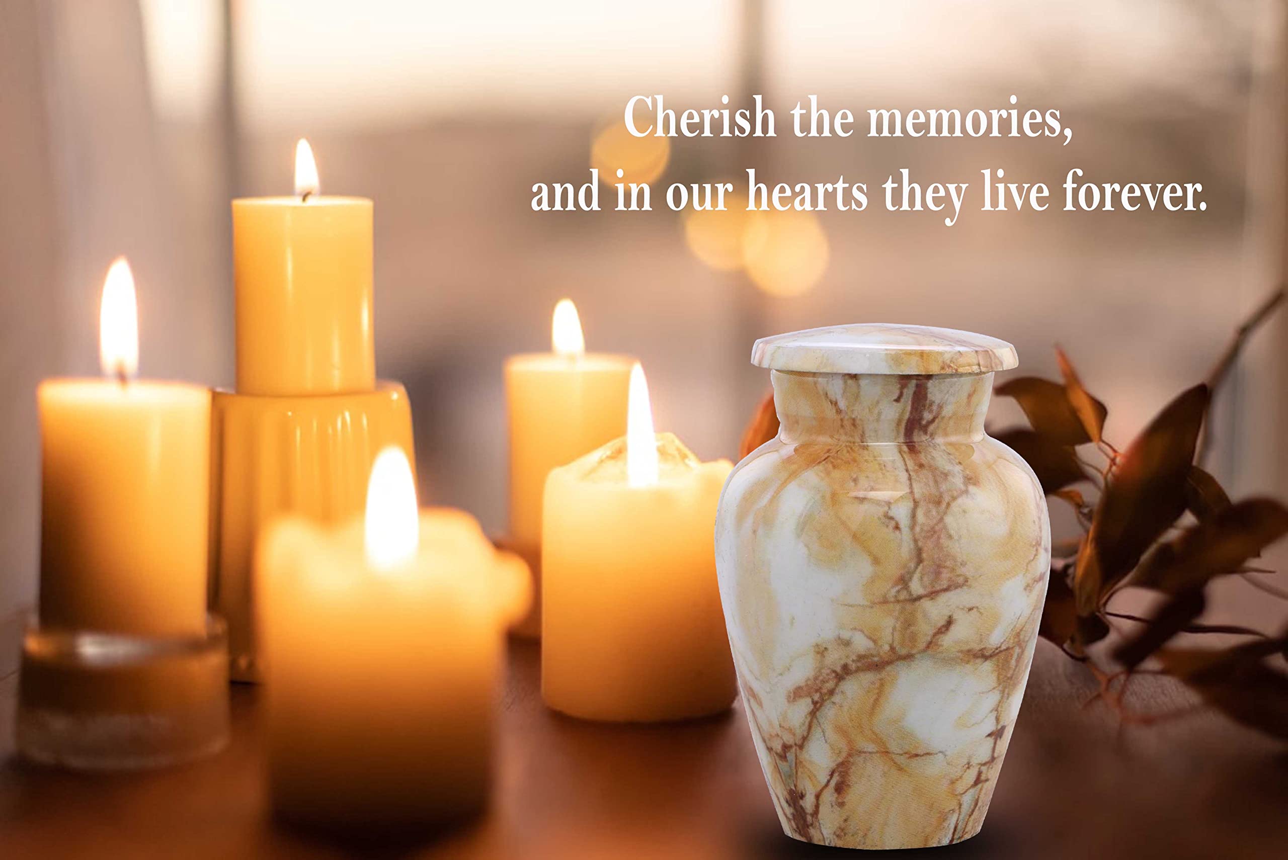Small Keepsake Cremation Urns for Human Ashes - Marble Finish Metal Keepsake Urn - Mini Cremation Urn for Pet Ashes - Handcrafted Memorial Urn - Funeral Urns with Velvet Bag (Monalisa)