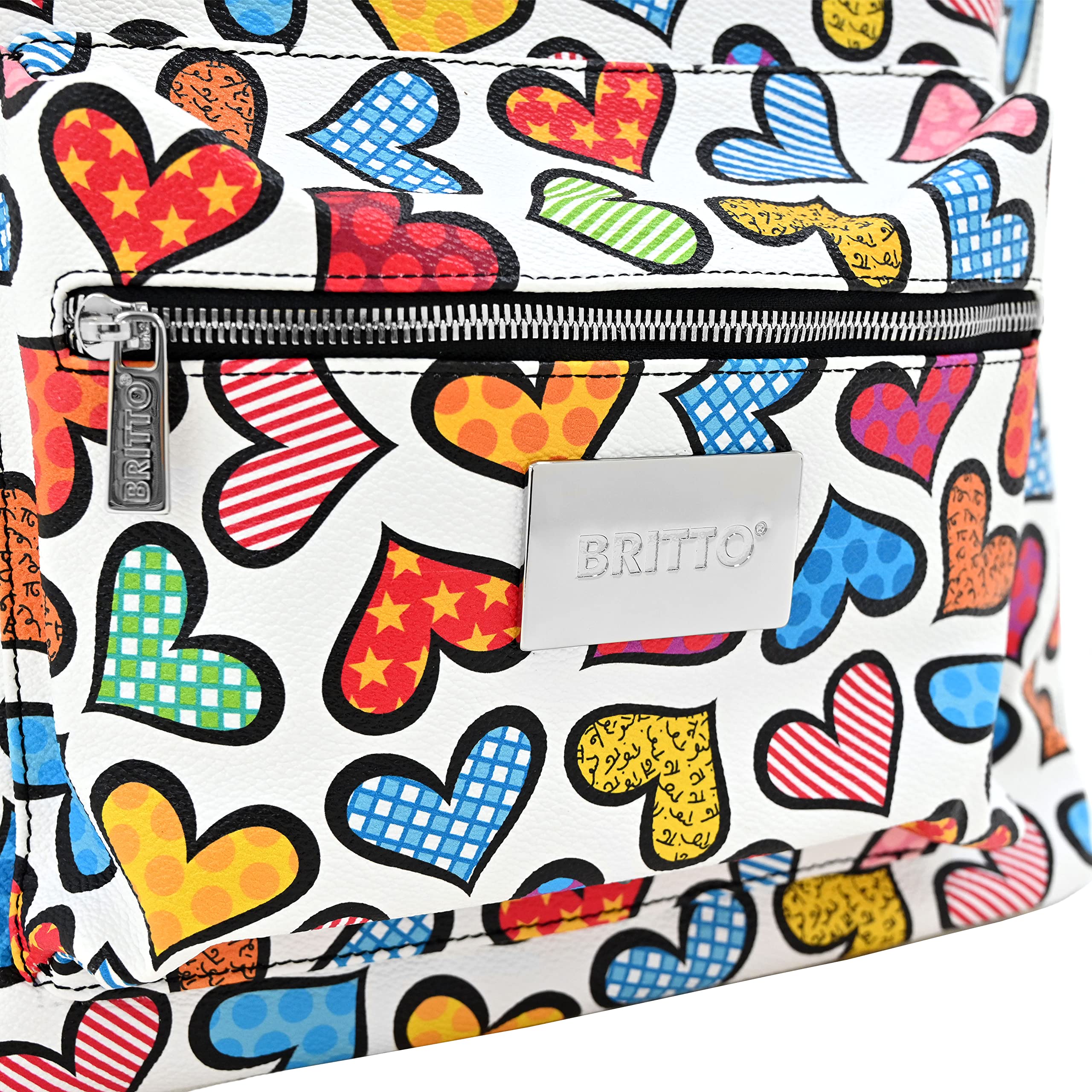 BRITTO Romero Vegan Leather Large Backpack, Hearts