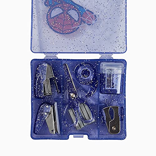 Yoobi x Marvel Spider-Man Mini Office Supply Kit & Scissors Set β Spider-Man Set w/ Stapler, Staples, Hole Punch, Tape Dispenser, Blunt Tip Scissors for Kids w/ 2 1/4β Blade