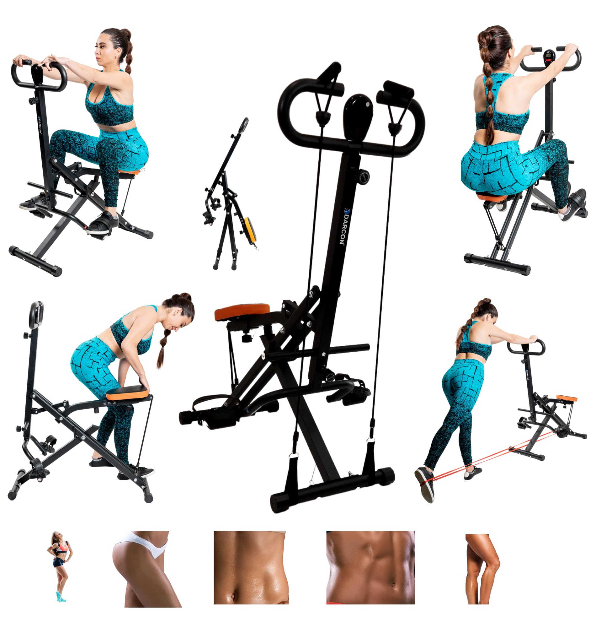 DARCON Squat Machine Exercise Equipment - Squat Ab Rowing Machine for Abs - Home Workout Equipment for Women-Men, Power Rider Row Squat for Glutes, Legs and Full Body Workouts (Black)
