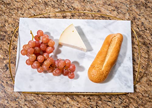 White Marble Tray - Ottoman Tray - Serving Tray with Handles - Decorative Tray - Breakfast Bed Tray - Coffee Table Tray