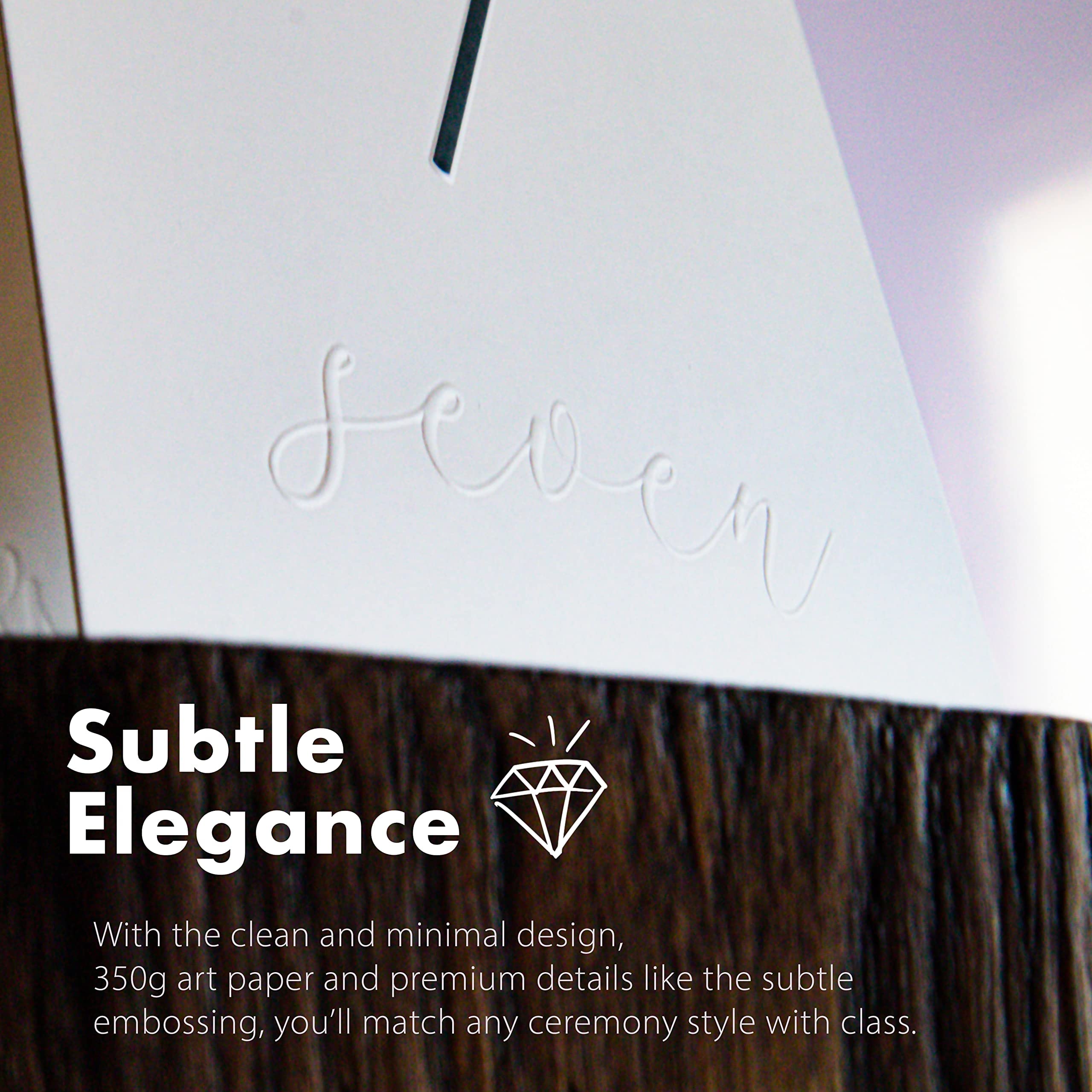 Siko Table Numbers 1-30 - Double Sided Wedding Table Numbers with Head Table Card & Embossed Details - 4x6 inches, Self-Standing Table Cards for Wedding Reception | Perfect for Special Occasion Events