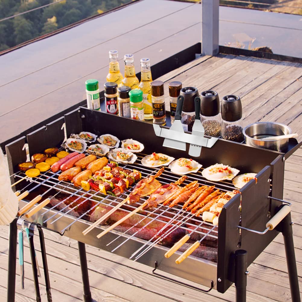 1 Pack Stainless Steel Griddle Spatula Holder, Grill Barbecue Tool Rack, Griddle Accessories for Grilling Utensils Scrapers Charcoal Grills,Compatible with Blackstone Camp Chef Royal Gourmet