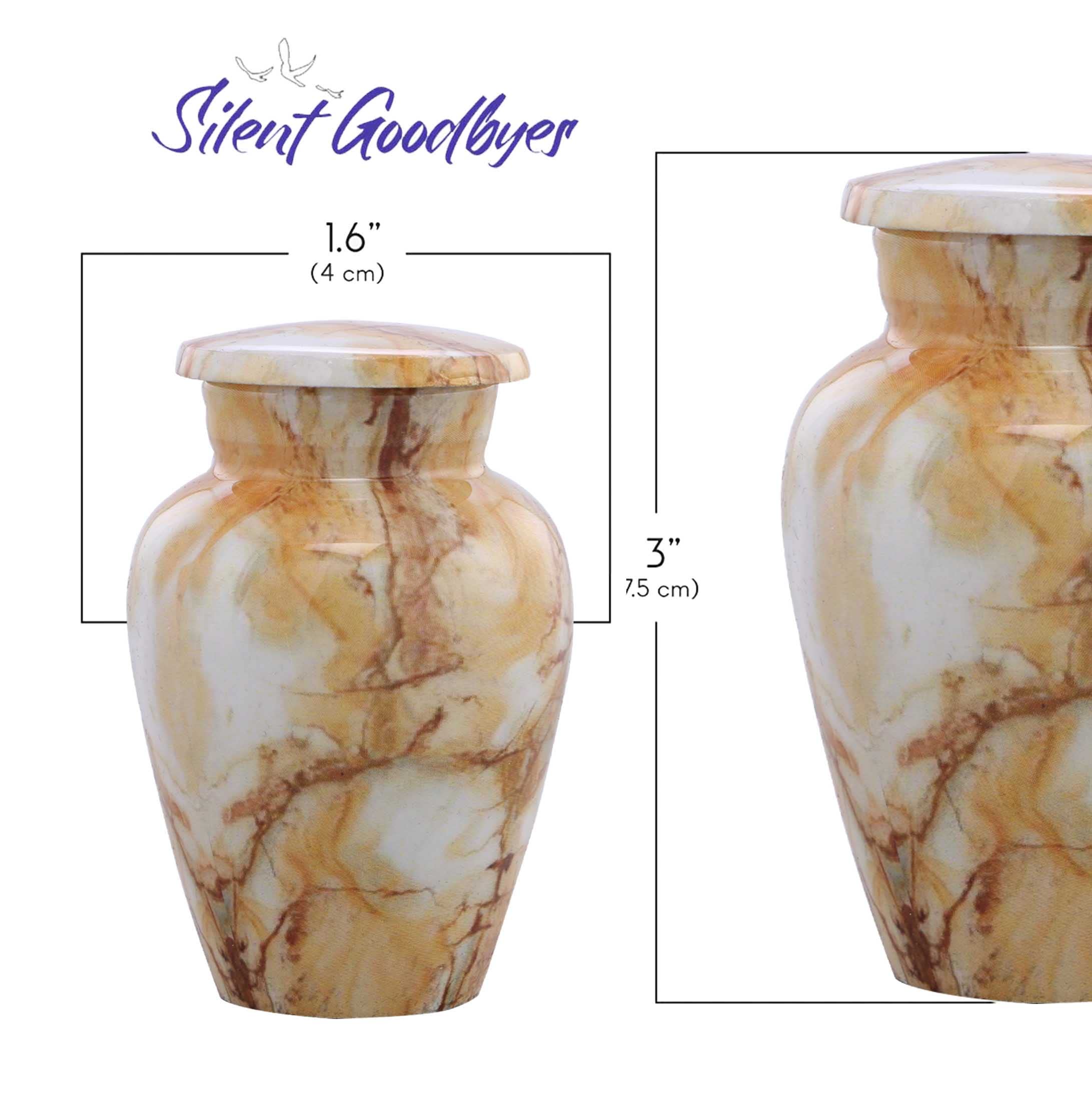 Small Keepsake Cremation Urns for Human Ashes - Marble Finish Metal Keepsake Urn - Mini Cremation Urn for Pet Ashes - Handcrafted Memorial Urn - Funeral Urns with Velvet Bag (Monalisa)