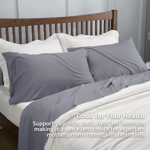 CozyLux Grey Pillow Cases King Size Set of 2, Rayon Derived from Bamboo Cooling Pillowcase with Envelope Closure, Gray Soft Silky Breathable Pillow Covers for Hot Sleepers & Night Sweat, 20x40 inches