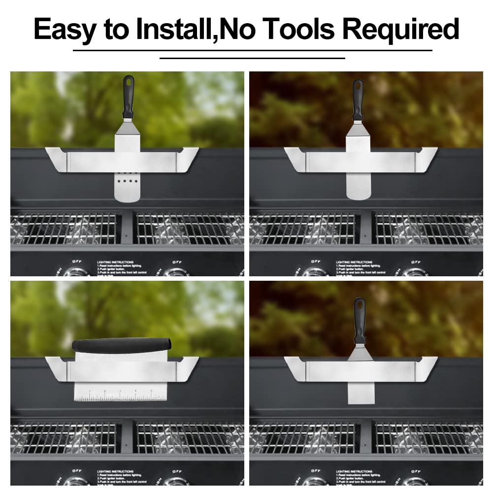 1 Pack Stainless Steel Griddle Spatula Holder, Grill Barbecue Tool Rack, Griddle Accessories for Grilling Utensils Scrapers Charcoal Grills,Compatible with Blackstone Camp Chef Royal Gourmet