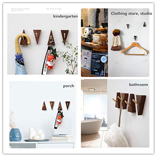 4 Pack Wall Hooks, Natural Black Walnut Coat Hooks Wall Mounted Free from Punching Hooks for Hanging Bathroom Towels,Entryway Wall Hangers Hooks for Keys, Hats,Ties.(Brass Hook+ Black Walnut)