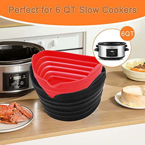 KSUYICA Crock Pot Divider Insert Silicone, Slow Cooker Dividers Silicone Liners Fit 6-8 Qt Crockpots, Reusable BPA Free Leakproof crock pot liner Accessories Cooking Liner for Most Slow Cooker