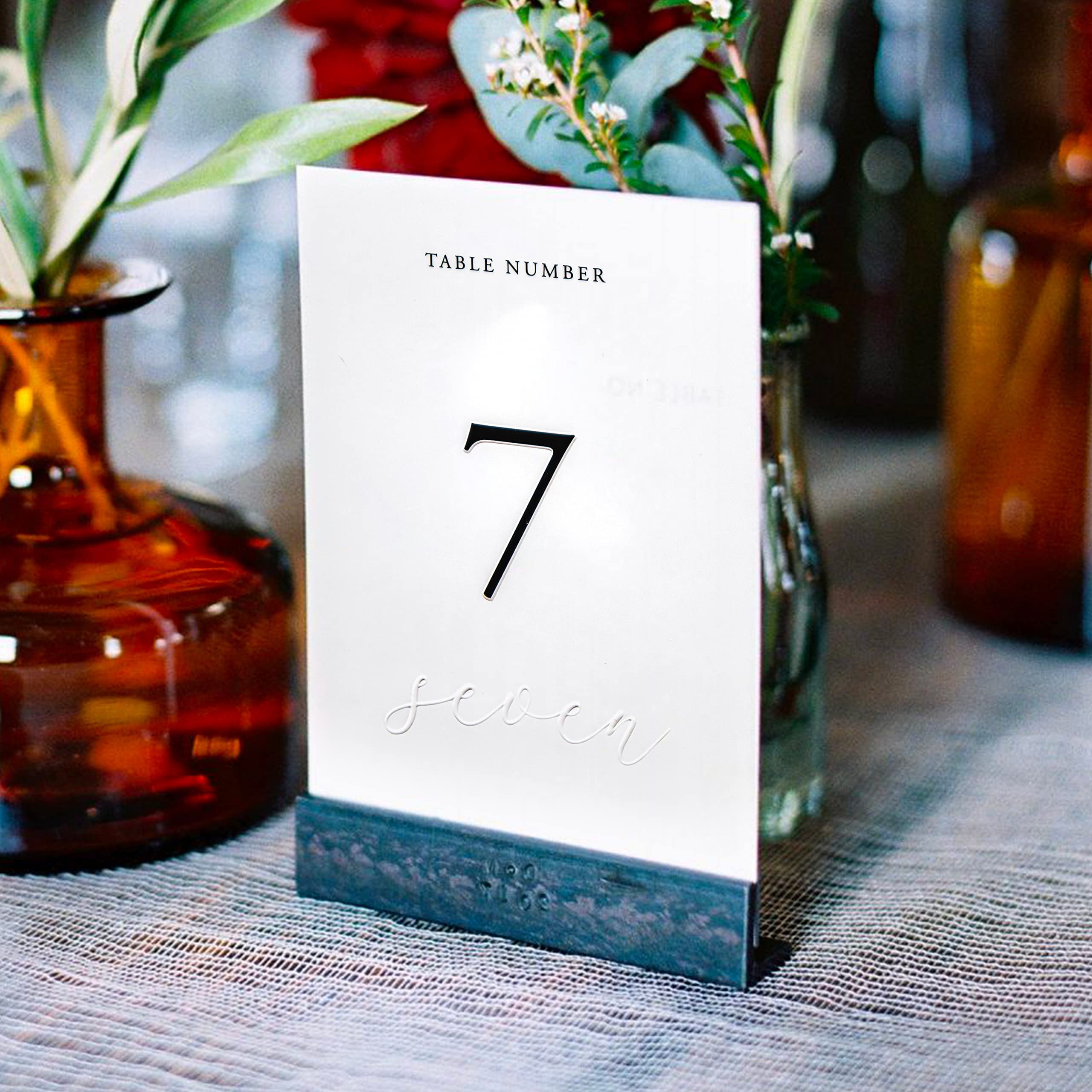 Siko Table Numbers 1-30 - Double Sided Wedding Table Numbers with Head Table Card & Embossed Details - 4x6 inches, Self-Standing Table Cards for Wedding Reception | Perfect for Special Occasion Events