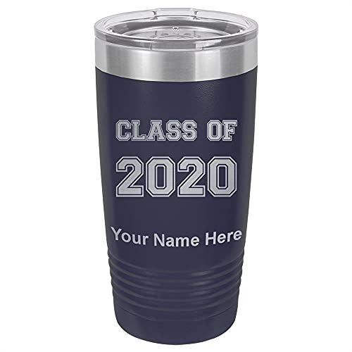 LaserGram 20oz Vacuum Insulated Tumbler Mug, Class of 2023, 2024, 2025, 2026, Personalized Engraving Included (Navy Blue)