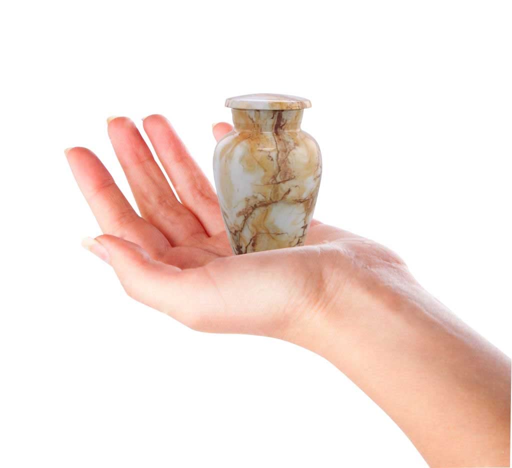 Small Keepsake Cremation Urns for Human Ashes - Marble Finish Metal Keepsake Urn - Mini Cremation Urn for Pet Ashes - Handcrafted Memorial Urn - Funeral Urns with Velvet Bag (Monalisa)