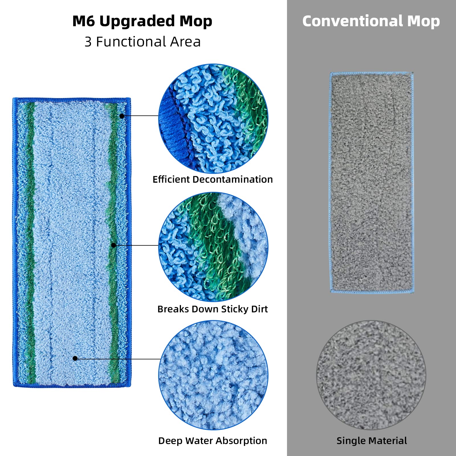 AnDongo 8 Pack Mop Pad for iRobot Braava Jet M6 Ultimate Robot Mop, Upgraded M6 Wet Mopping Pad, Washable Microfiber Replacement Cleaning Pad