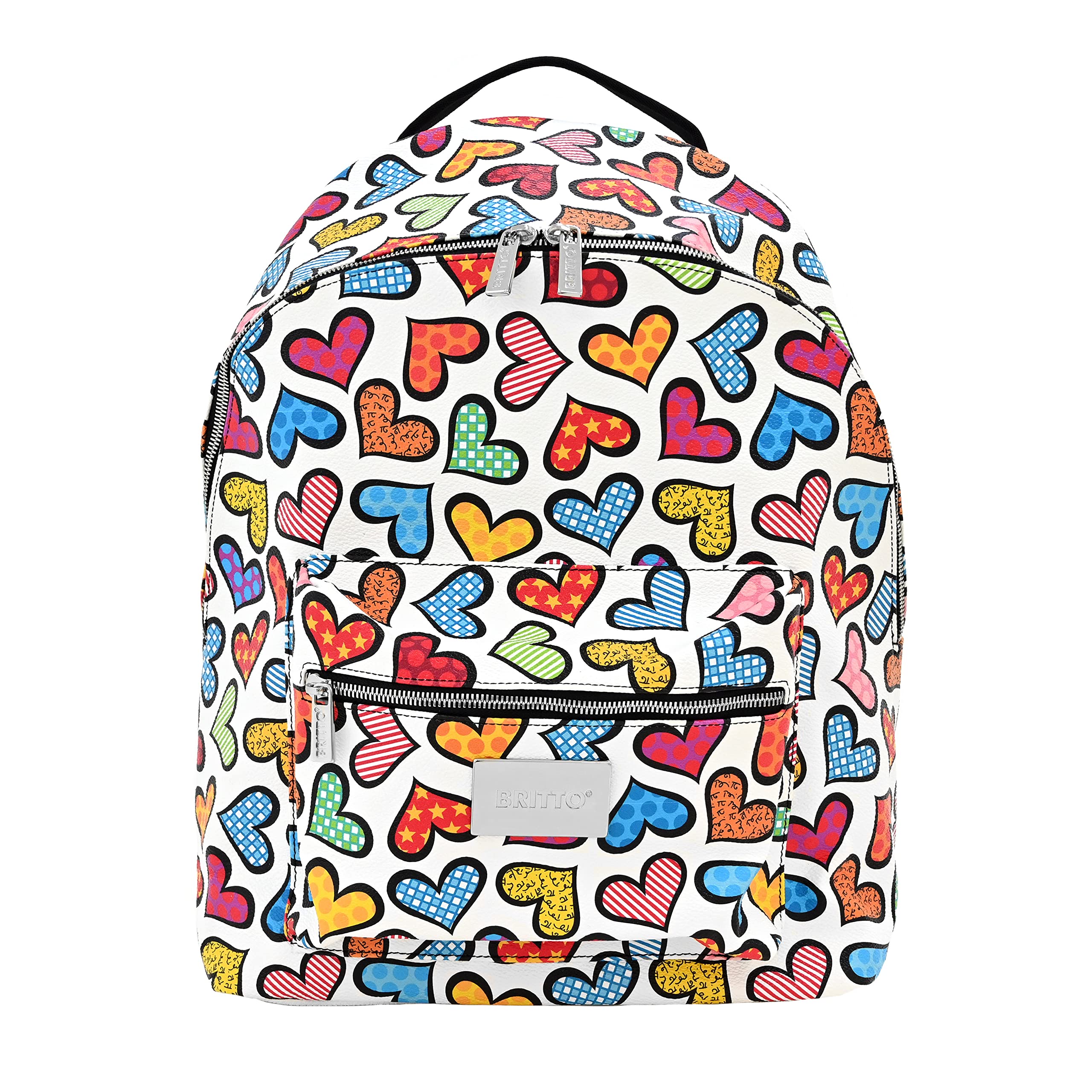 BRITTO Romero Vegan Leather Large Backpack, Hearts