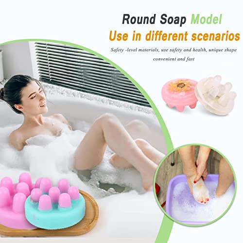 Famimkr Silicone Massage Bar Soap Molds Silicon Molds for Soaps Making, Handmade Soap Molds 3pcs (Rectangle and Circle)