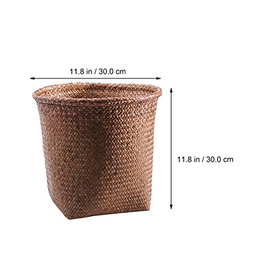NUOBESTY Brown Rubbish Container Woven Basket Trash can Home Office Paper Wastebasket Garbage Container bin for bathrooms Kitchens Home Offices Craft Laundry Utility Rooms garages Office Wastebasket