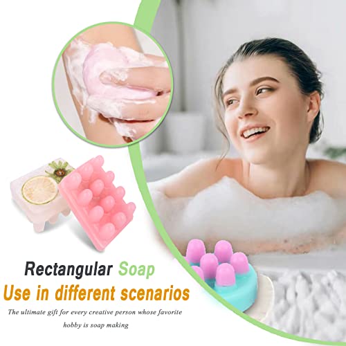 Famimkr Silicone Massage Bar Soap Molds Silicon Molds for Soaps Making, Handmade Soap Molds 3pcs (Rectangle and Circle)