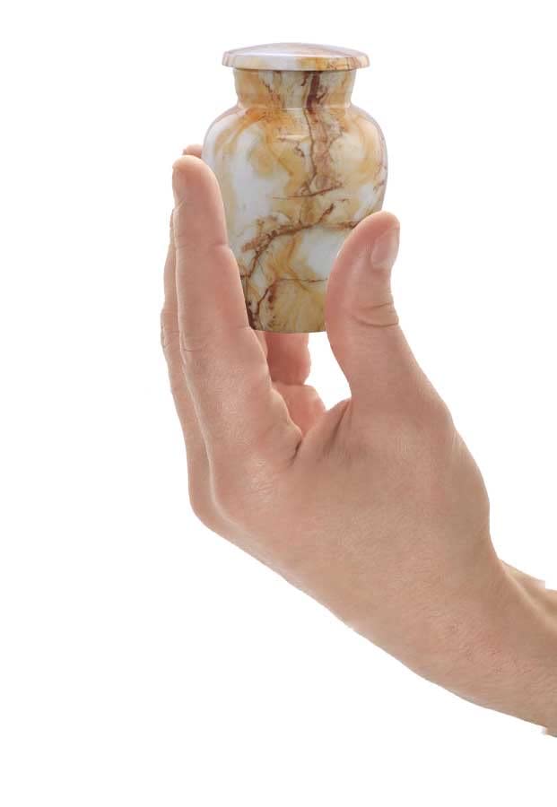 Small Keepsake Cremation Urns for Human Ashes - Marble Finish Metal Keepsake Urn - Mini Cremation Urn for Pet Ashes - Handcrafted Memorial Urn - Funeral Urns with Velvet Bag (Monalisa)