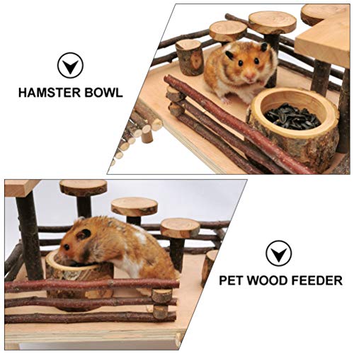POPETPOP Hamster Wooden Food Bowl for Hedgehog Guinea- Pig Gerbil Squirrel Reptiles Chinchilla Ceramic Feeding Dish (Random Color)