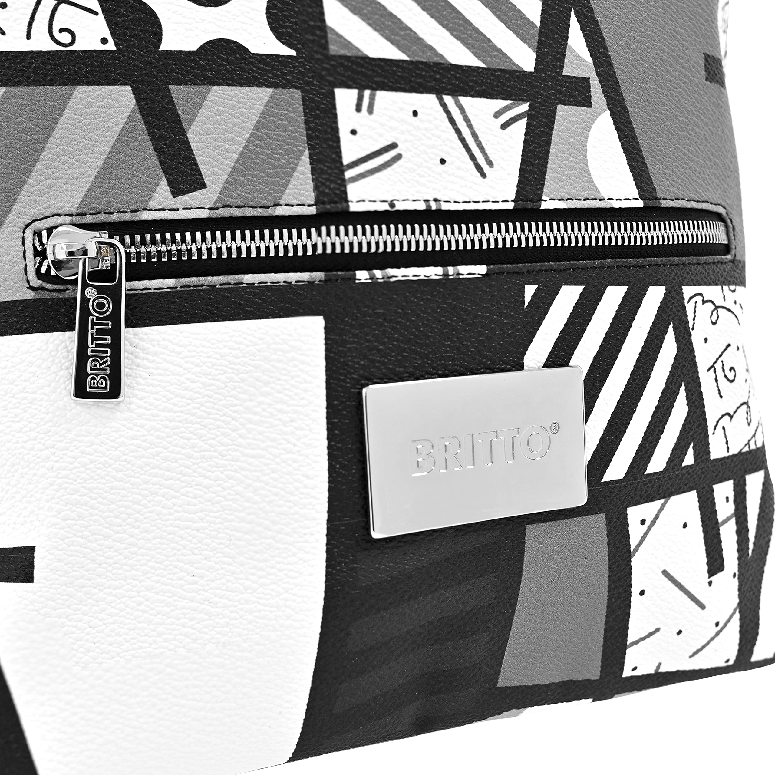 BRITTO® Vegan Leather Small Backpack - Black Landscape