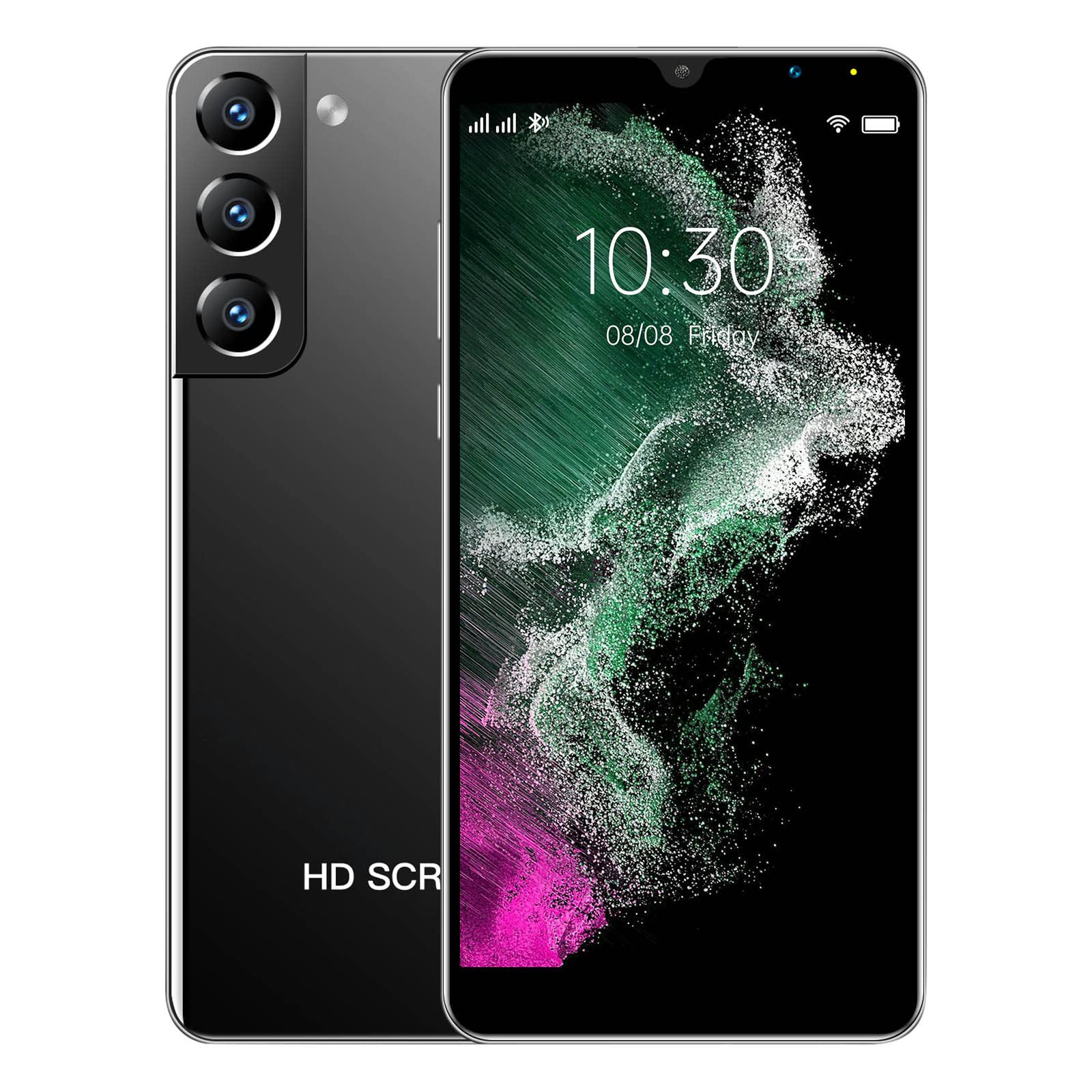 2023 Smartphone, Android Telephone S22+ 3G Smartphone Deca Core 512MB ROM 4GB RAM Mobile Phone US PLug with Earphone, Holiday Gift for Family (BLACK)