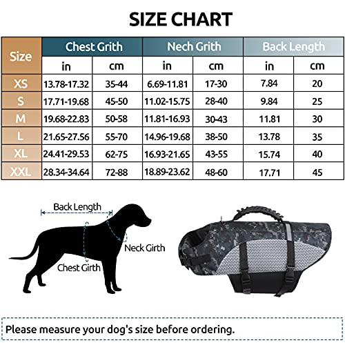 LETSQK Dog Life Jacket Dog Safety Vest with Adjustable Buckles for Small Medium Large Dogs, Pet Life Preserver Jacket with Durable Rescue Handle for Swimming,Surfing,Boating,Hunting