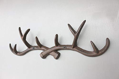realideas Vintage Cast Iron Deer Antlers Wall Coat Hooks- Farmhouse Chic Metal Hanger Coat Rack Key Holder Jewellery Display Rack Bathroom Towels Rack Hooks(with Screws)