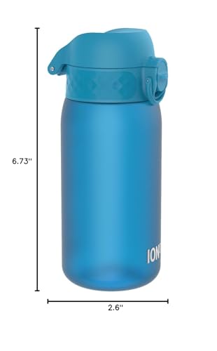 Ion8 Small Water Bottle, 350 ml/12 oz, Leak Proof, Easy to Open, Secure Lock, Dishwasher Safe, BPA Free, Carry Handle, Hygienic Flip Cover, Easy Clean, Odor Free, Carbon Neutral, Blue
