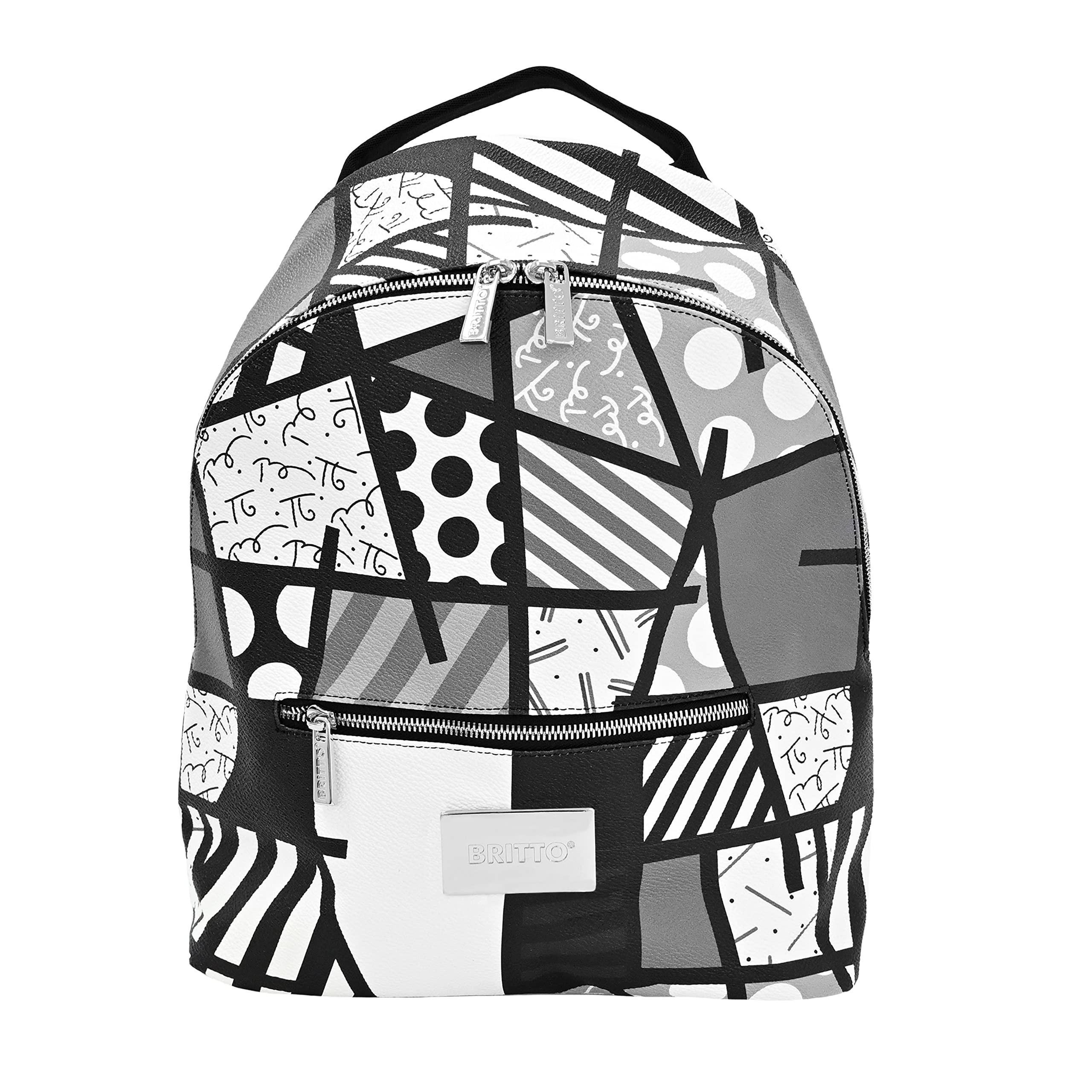 BRITTO® Vegan Leather Small Backpack - Black Landscape