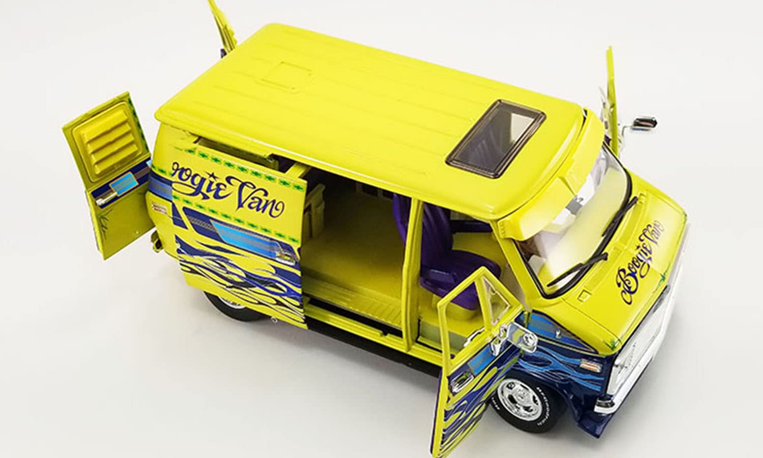 1976 Chevy G-Series Van Yellow with Flames and Graphics Boogie Van Limited Edition to 696 Pieces Worldwide 1/18 Diecast Model Car by Acme A1802101